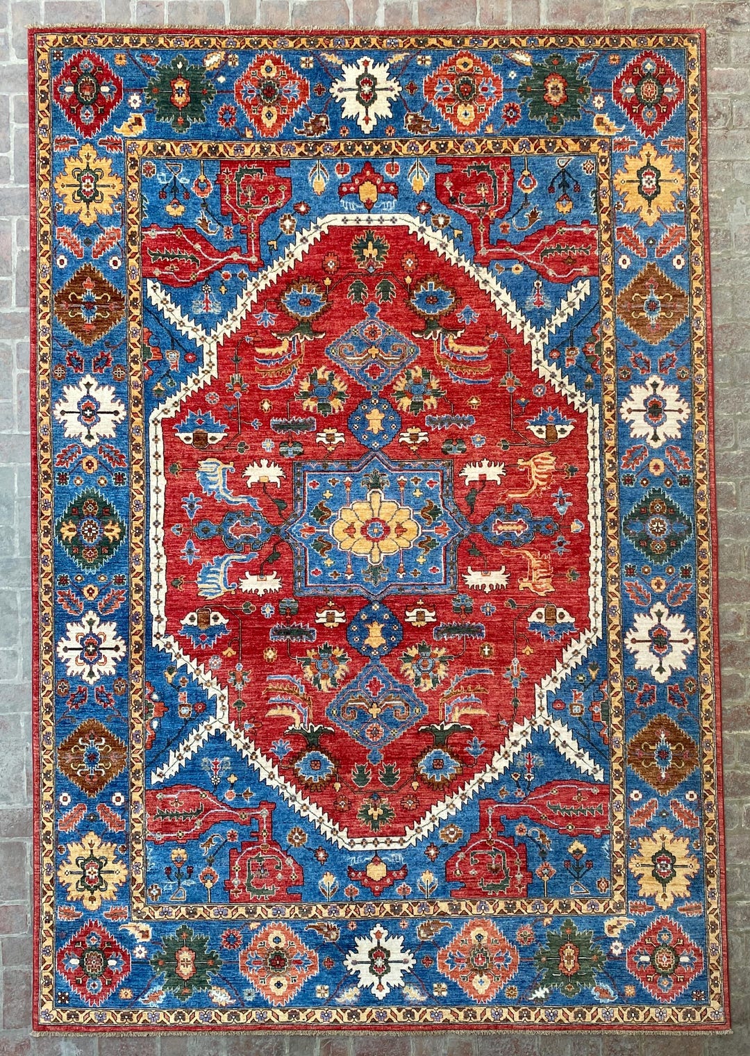 14x10 Stunning Blue Ersari Oriental Area Rug - Turkmen Hand Knotted Veg ...