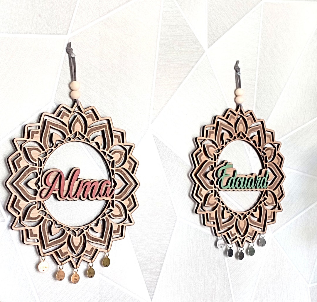 Mandala for Birth With Personalized Wooden First Names - Etsy