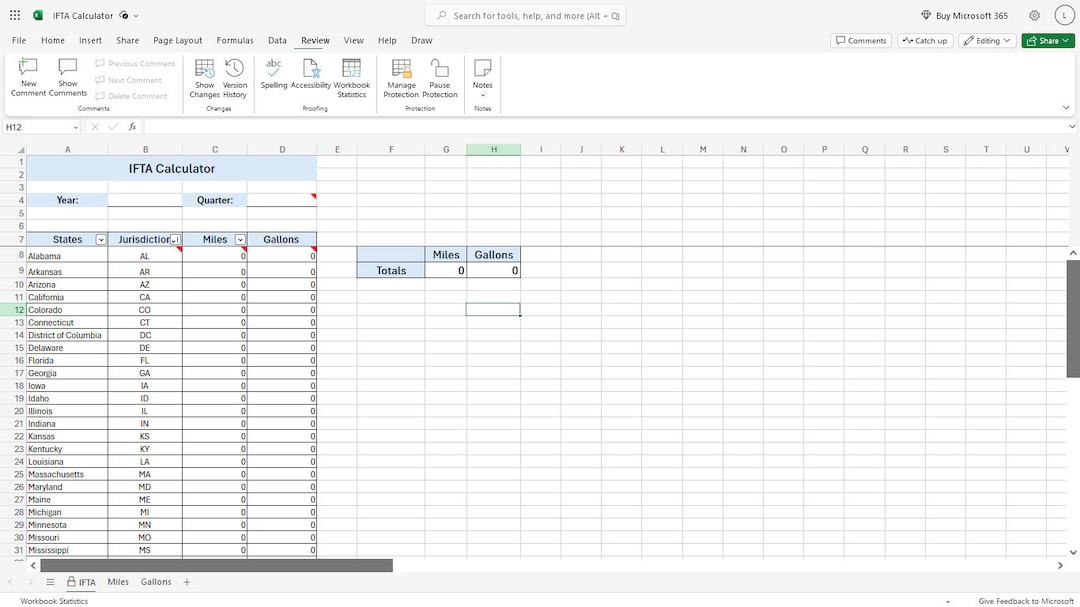 Excel IFTA Calculator for Miles and Gallons per State - Etsy
