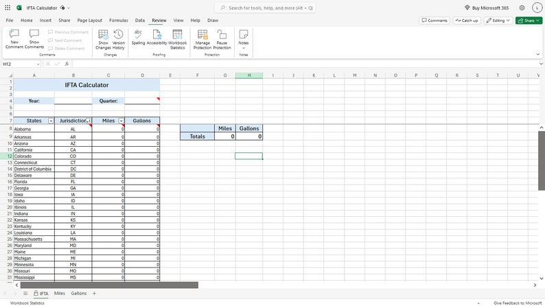 Excel IFTA Calculator for Miles and Gallons per State - Etsy
