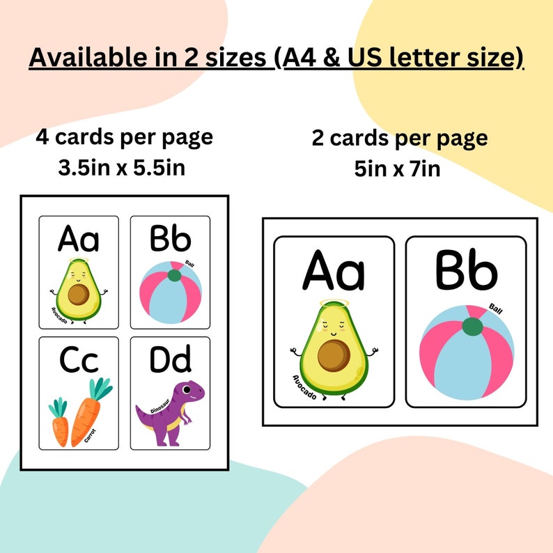 Alphabet Flash Cards With Cute Graphics | A-Z Cards | Toddler Preschool ...