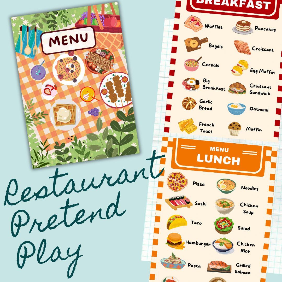 Printable Pretend Play Restaurant Menus | Kids Play Menus | Kitchen ...