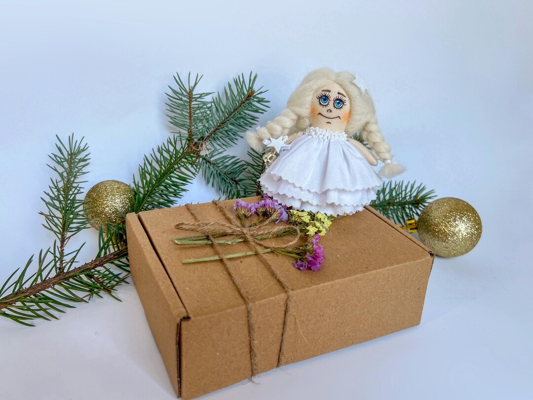 Charming Handmade Small Rag Angel With White Dress, Fabric Guardian ...
