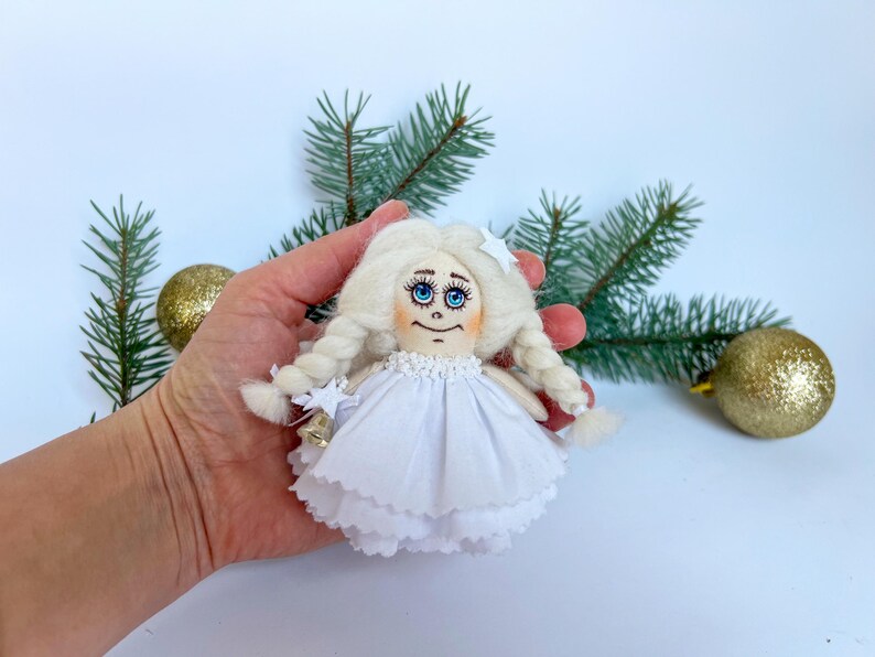 Charming Handmade Small Rag Angel With White Dress, Fabric Guardian ...