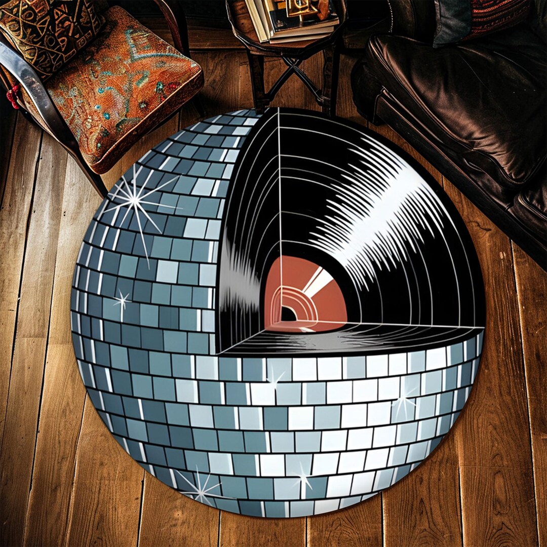 Disco Ball Round Rug, CD Round Rug, 3D Round Rug, Non-slip Round Rug ...