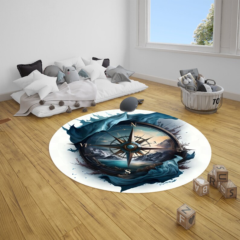 Compass Round Rug, Finding Direction, Travel Companion, Nautical Rug ...