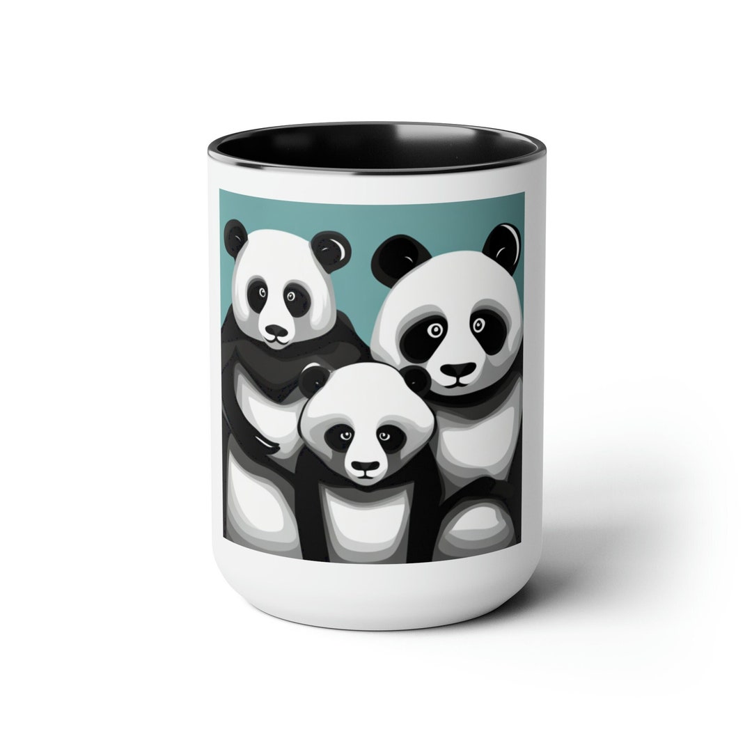 Two-tone Coffee Panda Family Mugs, 15oz - Etsy