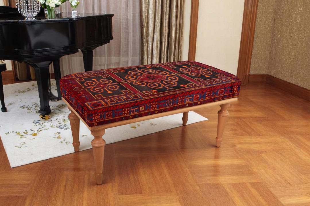 Decorative Bench, Indoor Bench With Aesthetic Rug Print for Storage ...