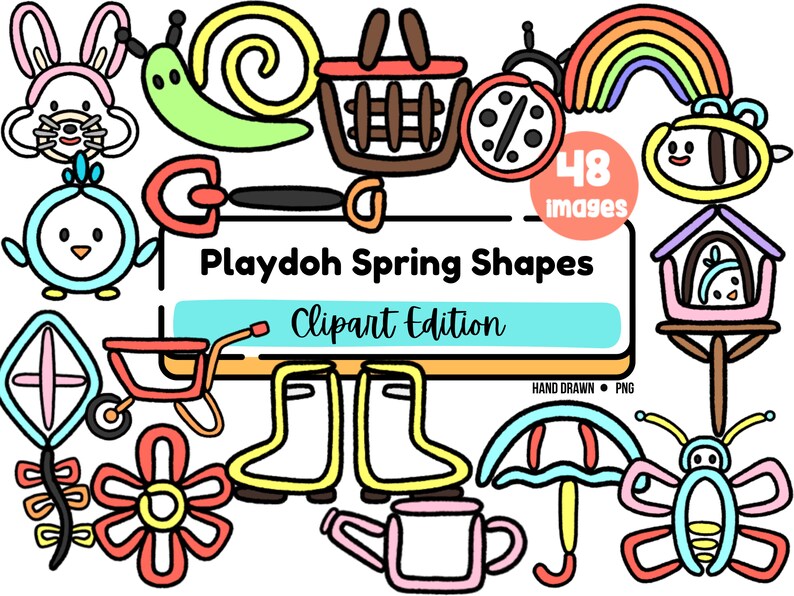 Playdoh Spring Shapes Clip Art Images for Teaching Resources Hand Drawn ...