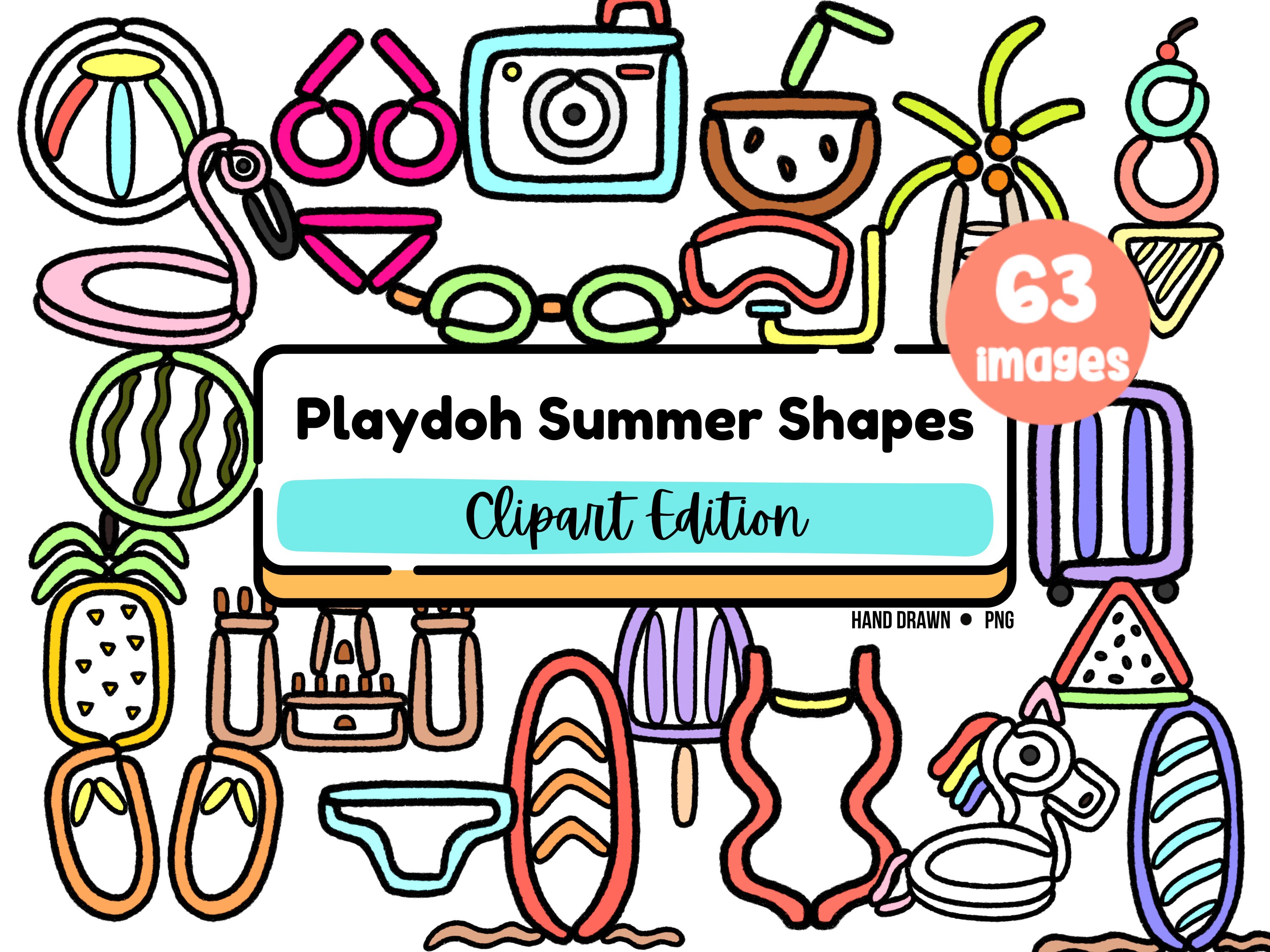 Playdoh Summer Shapes Clip Art Images for Teaching Resources Hand Drawn ...