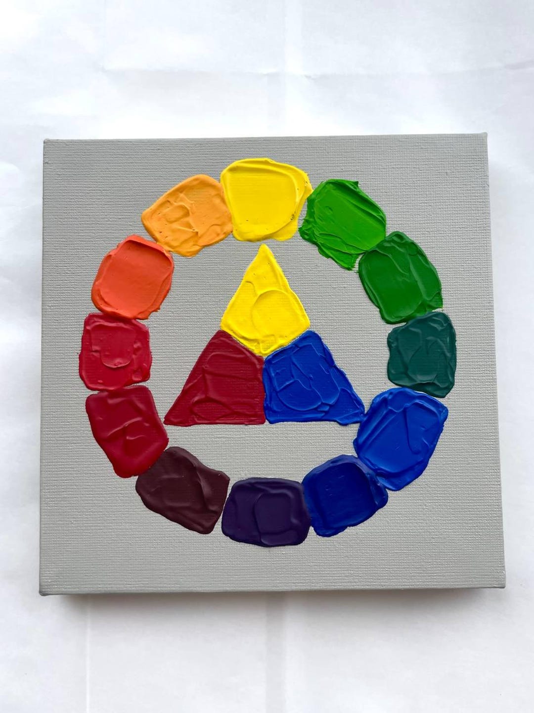 Handmade Color Wheel Painting: Acrylic Spectrum Art, 6x6" Canvas - Etsy