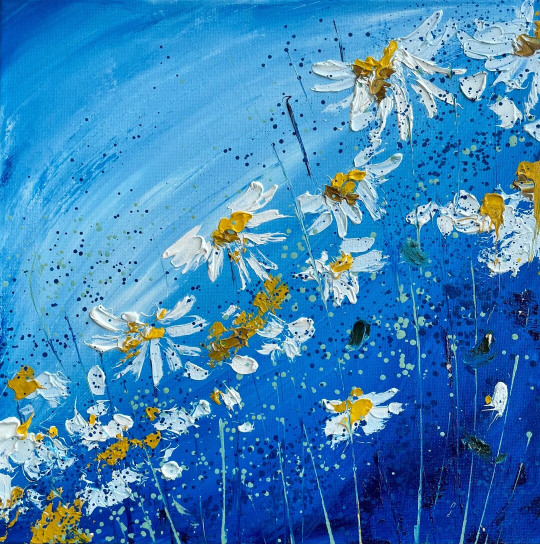 Daisy Painting Flower,floral Oil Impasto,wildflower Painting,original ...