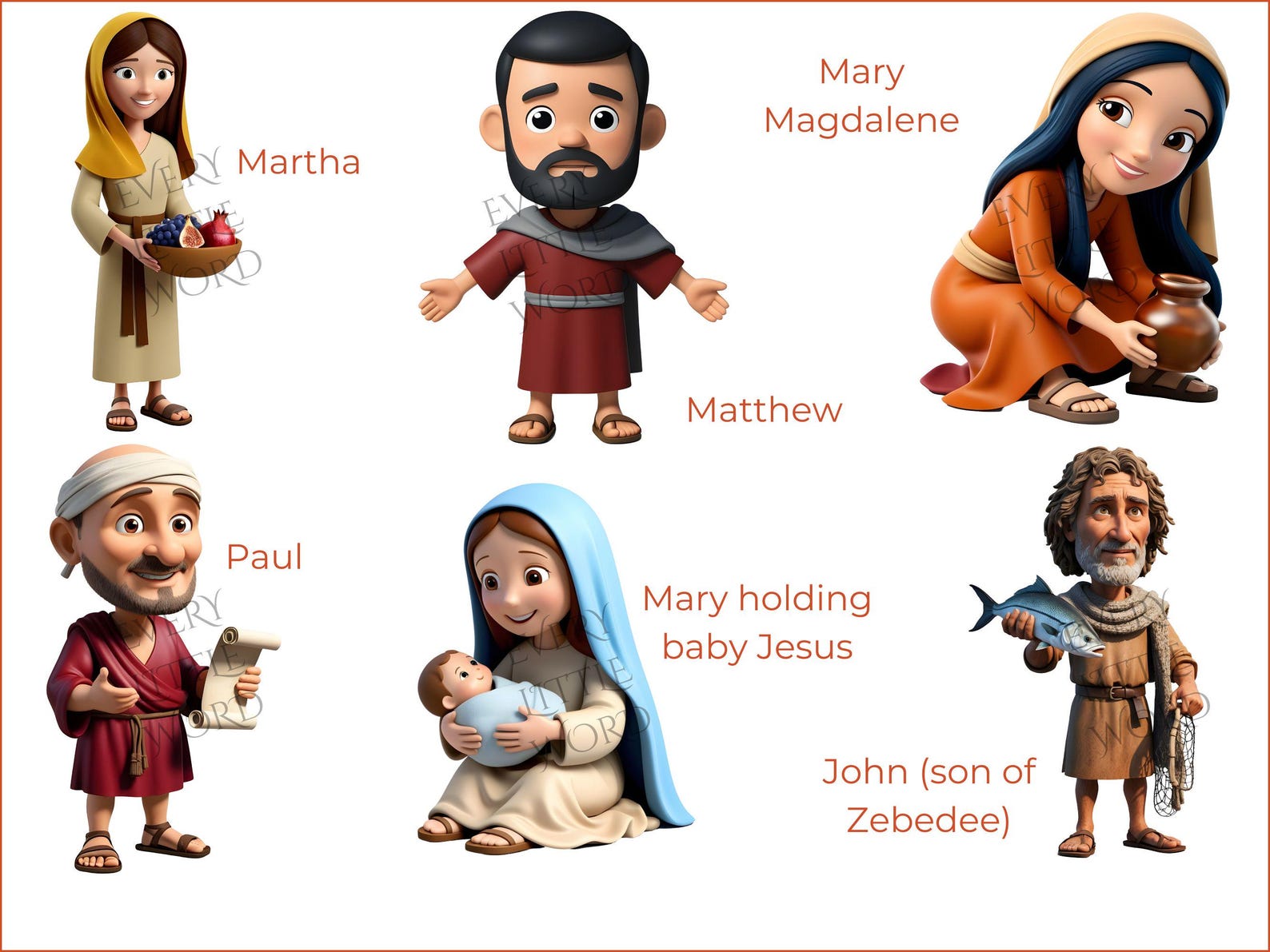 Biblical Characters Clipart Bundle, Bible Stories, Biblical People ...