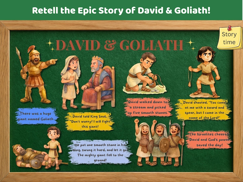 David and Goliath Clipart: Old Testament PNG, Biblical Characters PNG ...