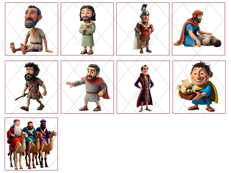 Biblical Characters Clipart Bundle, Bible Stories, Biblical People ...
