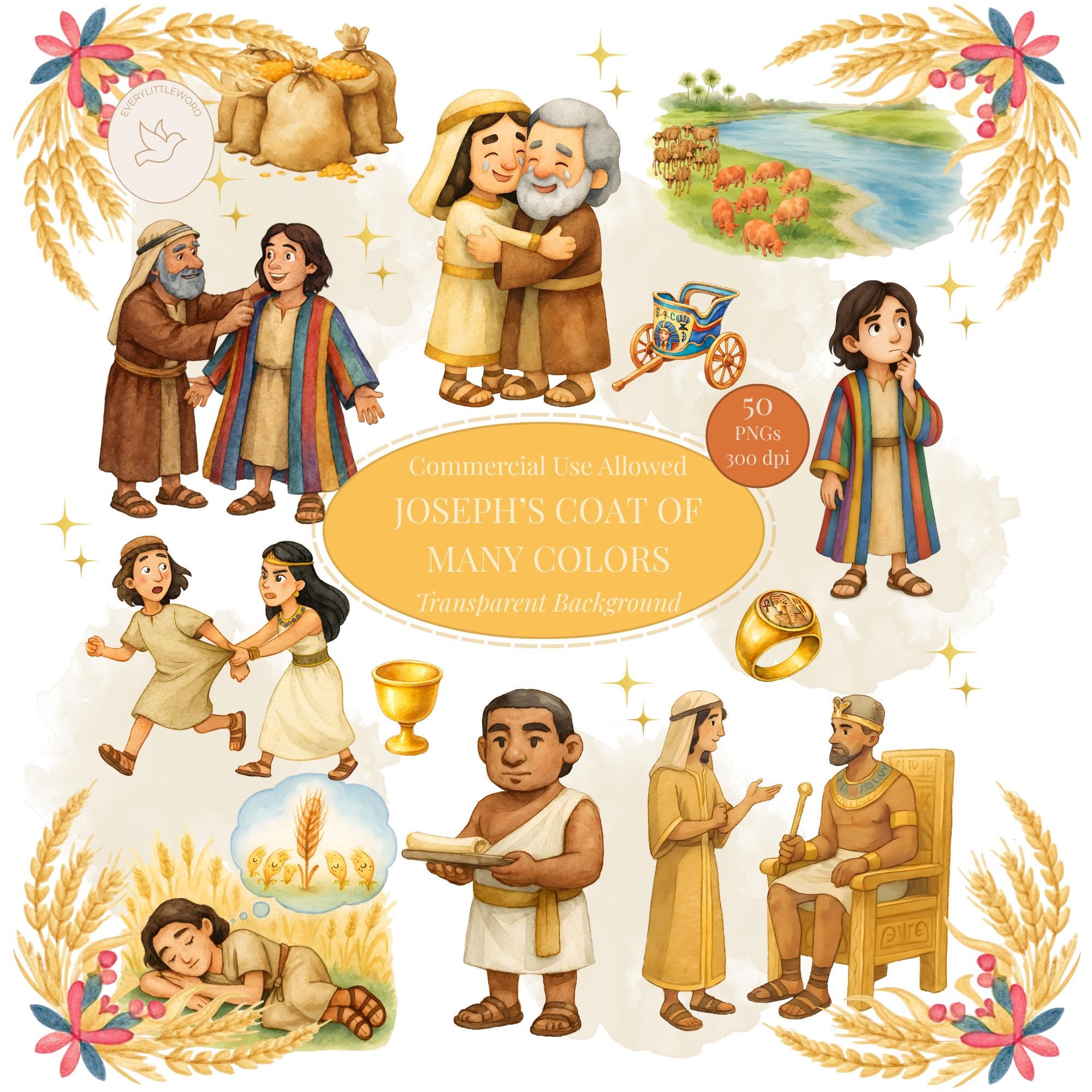Joseph Bible Story Clipart, Coat of Many Colors, Sunday School ...
