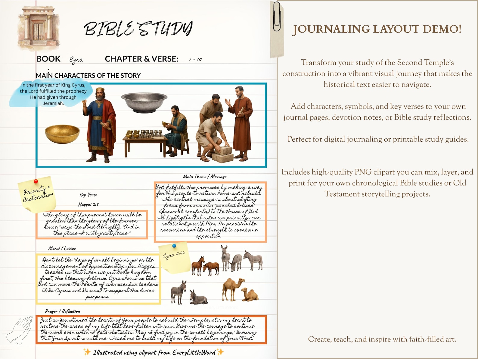 Ezra & Haggai Clipart Set | Rebuilding the Temple, Old Testament Bible ...
