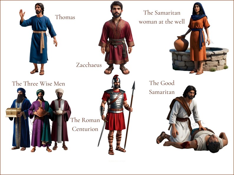 Biblical Characters Clipart Bundle, Bible Stories, Biblical People ...
