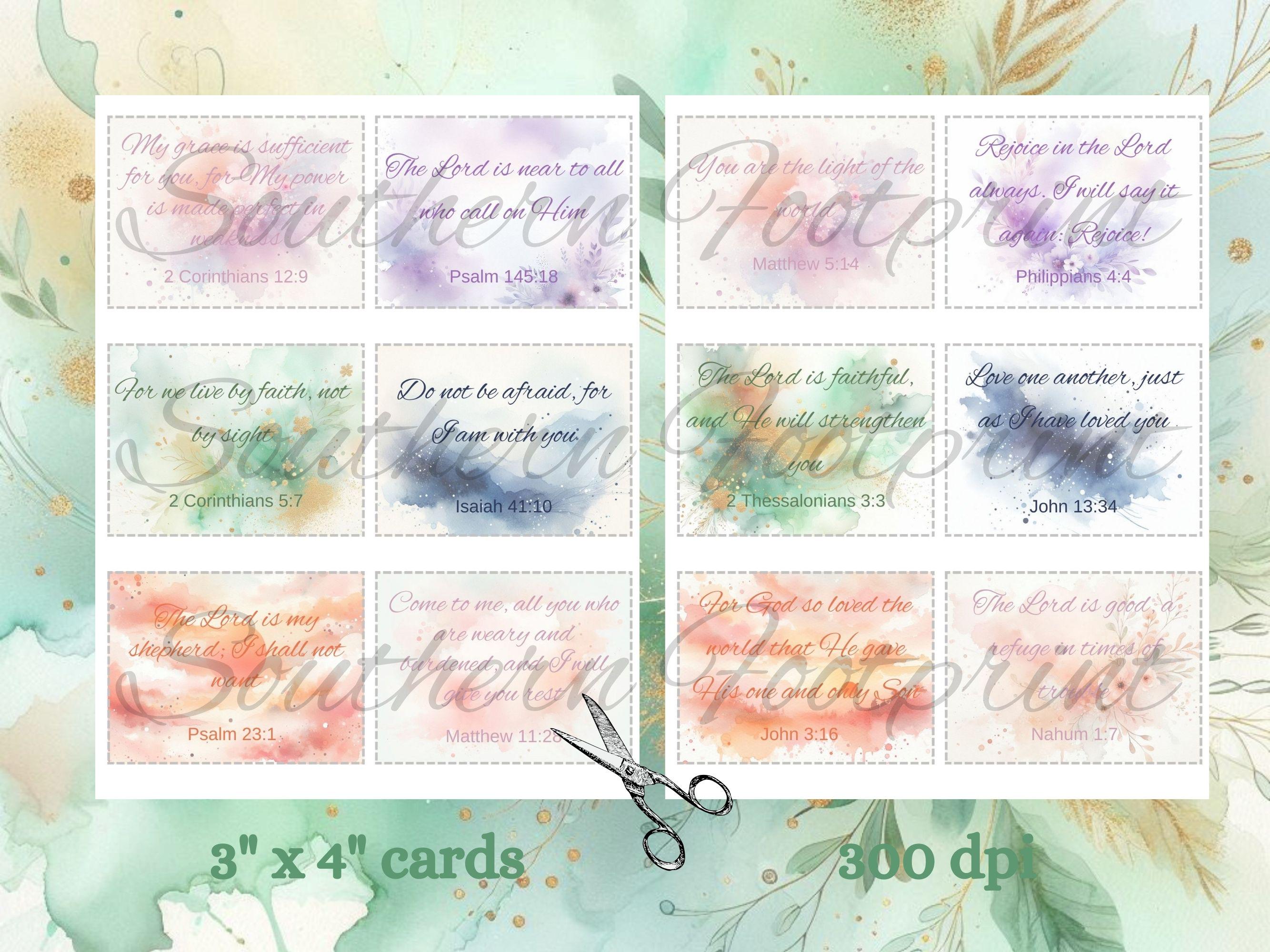 60 Bible Verse Cards Printable Inspirational Scripture Cards Christian ...