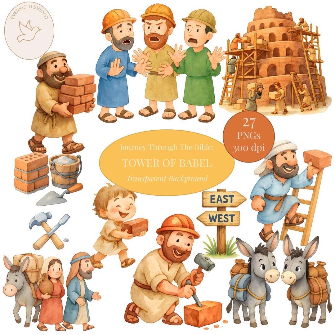 Old Testament Bible Characters Clipart: Tower of Babel Bible Story ...