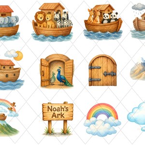 Noah's Ark Clipart Set, Old Testament PNG, Children Bible Story ...