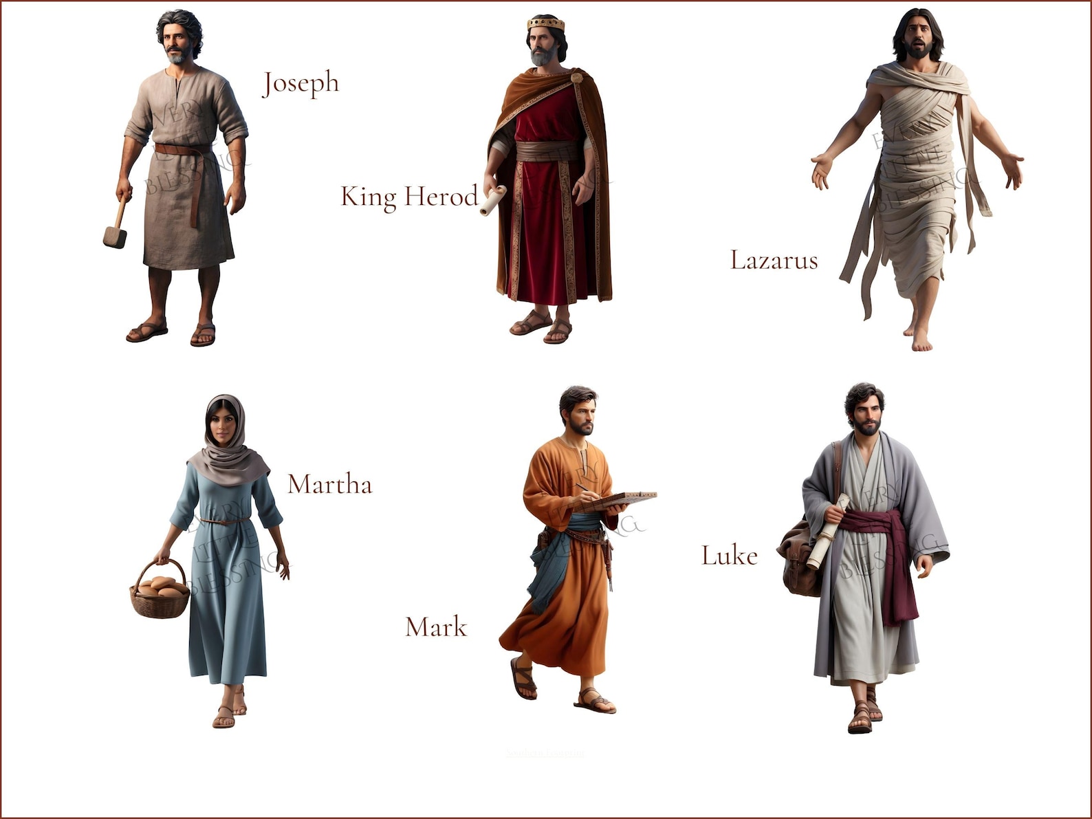 Biblical Characters Clipart Bundle, Bible Stories, Biblical People ...