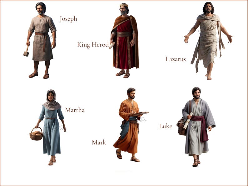 Biblical Characters Clipart Bundle, Bible Stories, Biblical People ...