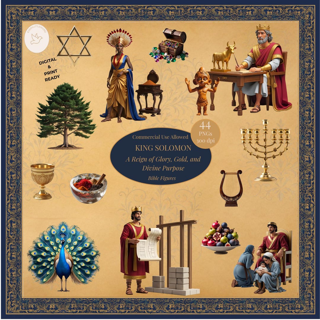 The Story of King Solomon Clipart Bundle – Solomon's Temple, Queen of ...
