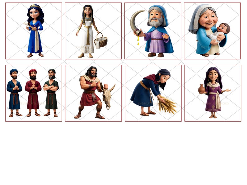Biblical Characters Clipart Bundle, Bible Stories, Biblical People ...
