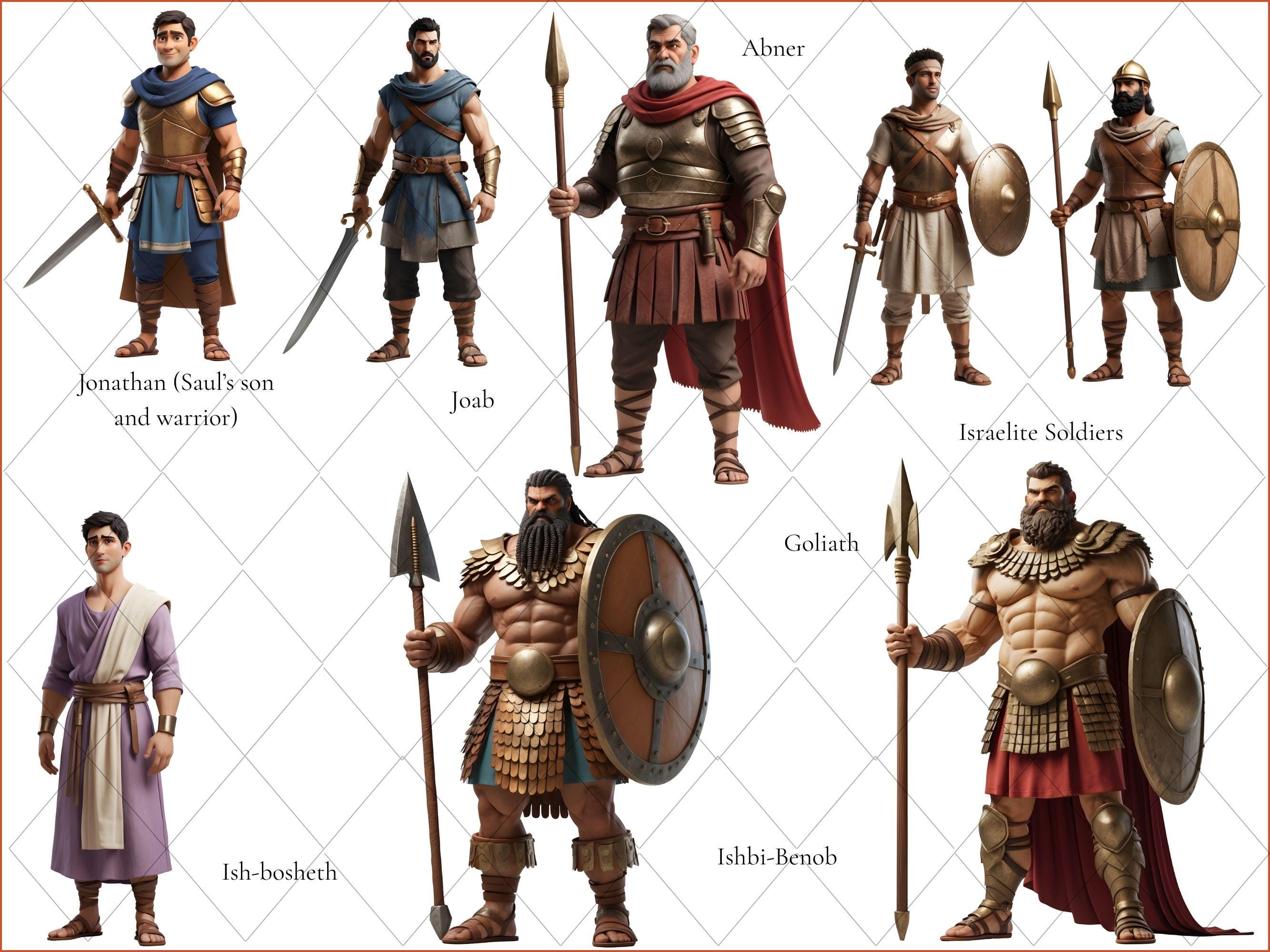 Old Testament Warriors Clipart Bundle, Soldiers and Heroes From the ...