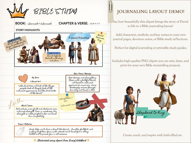 KING DAVID Bible Clipart Bundle – Old Testament Characters | Bible ...
