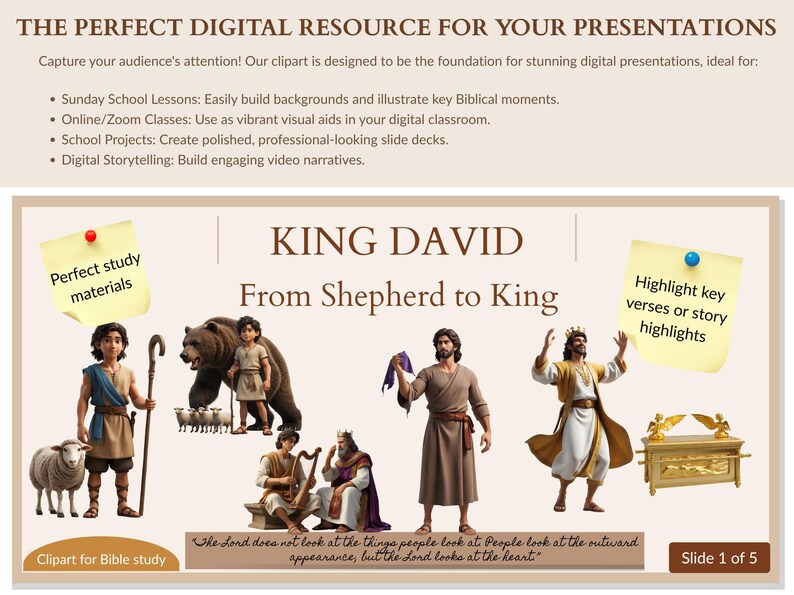 King David Bible Clipart Bundle – Old Testament Characters | Bible ...