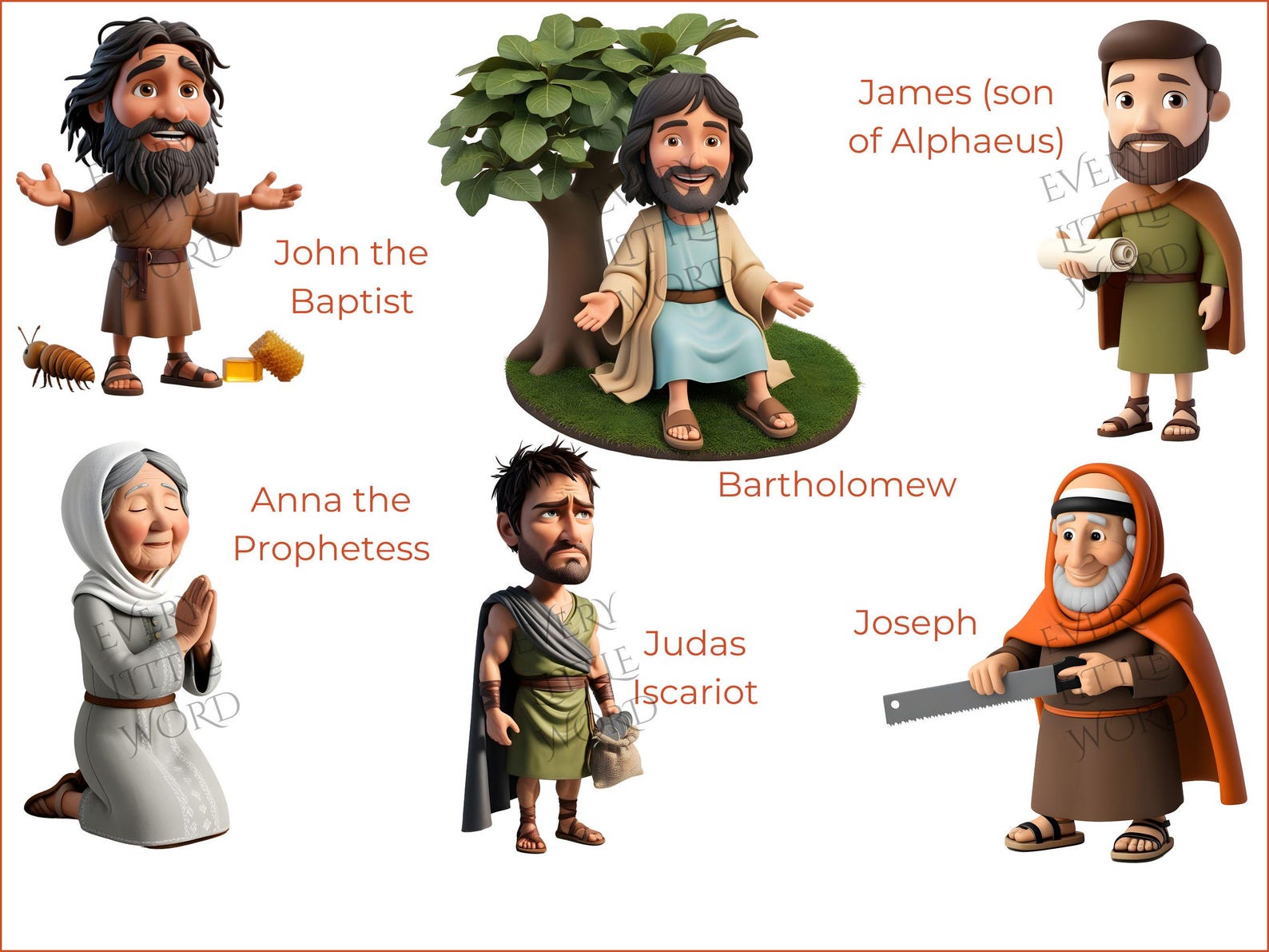 Biblical Characters Clipart Bundle, Bible Stories, Biblical People ...