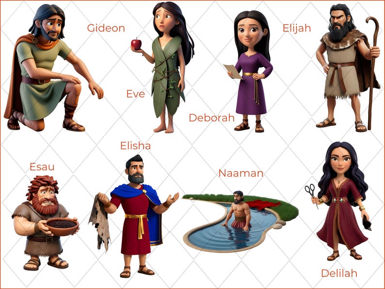 Biblical Characters Clipart Bundle, Bible Stories, Biblical People ...