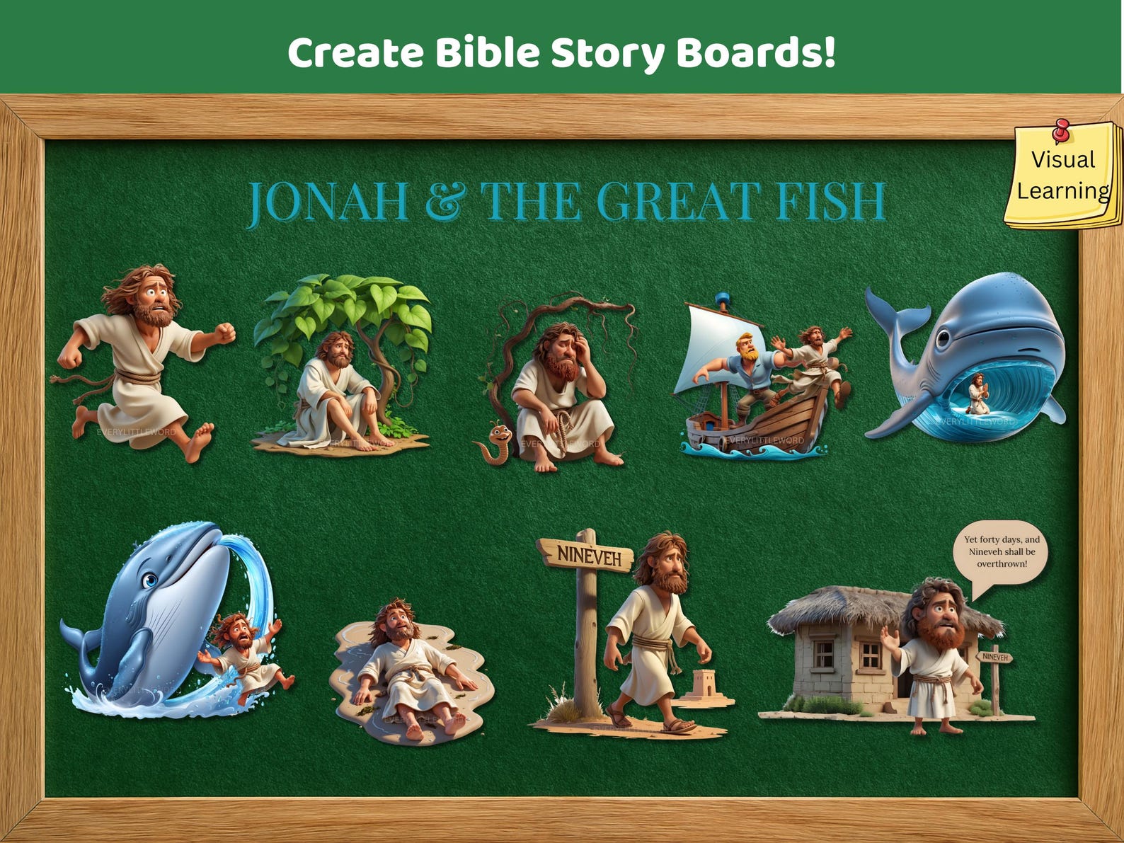 Jonah and the Whale Children's Clipart Bundle, Digital Download, Bible ...
