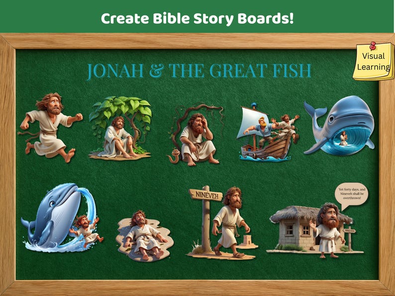 Jonah and the Whale Children's Clipart Bundle, Digital Download, Bible ...