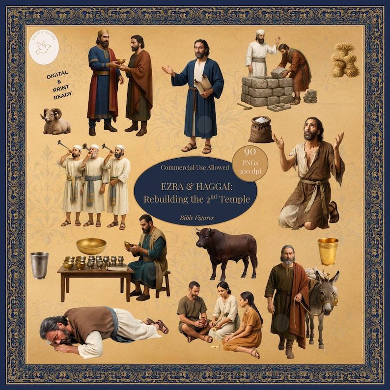 Ezra & Haggai Clipart Set | Rebuilding the Temple, Old Testament Bible ...