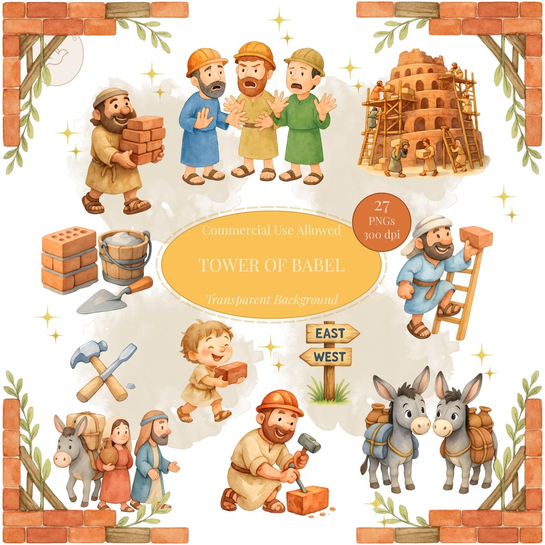 Old Testament Bible Characters Clipart: Tower of Babel Bible Story ...