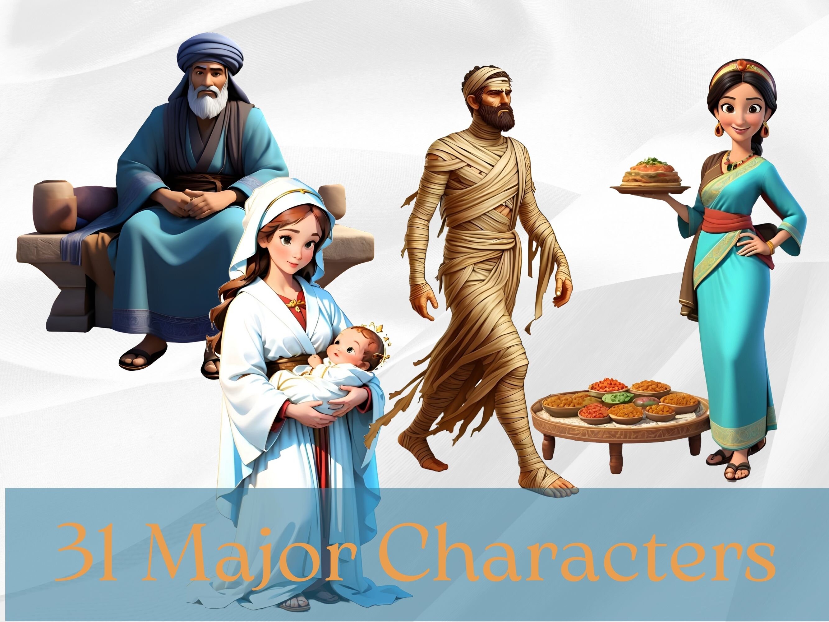 Biblical Characters Clipart Bundle, Bible Stories, Biblical People ...
