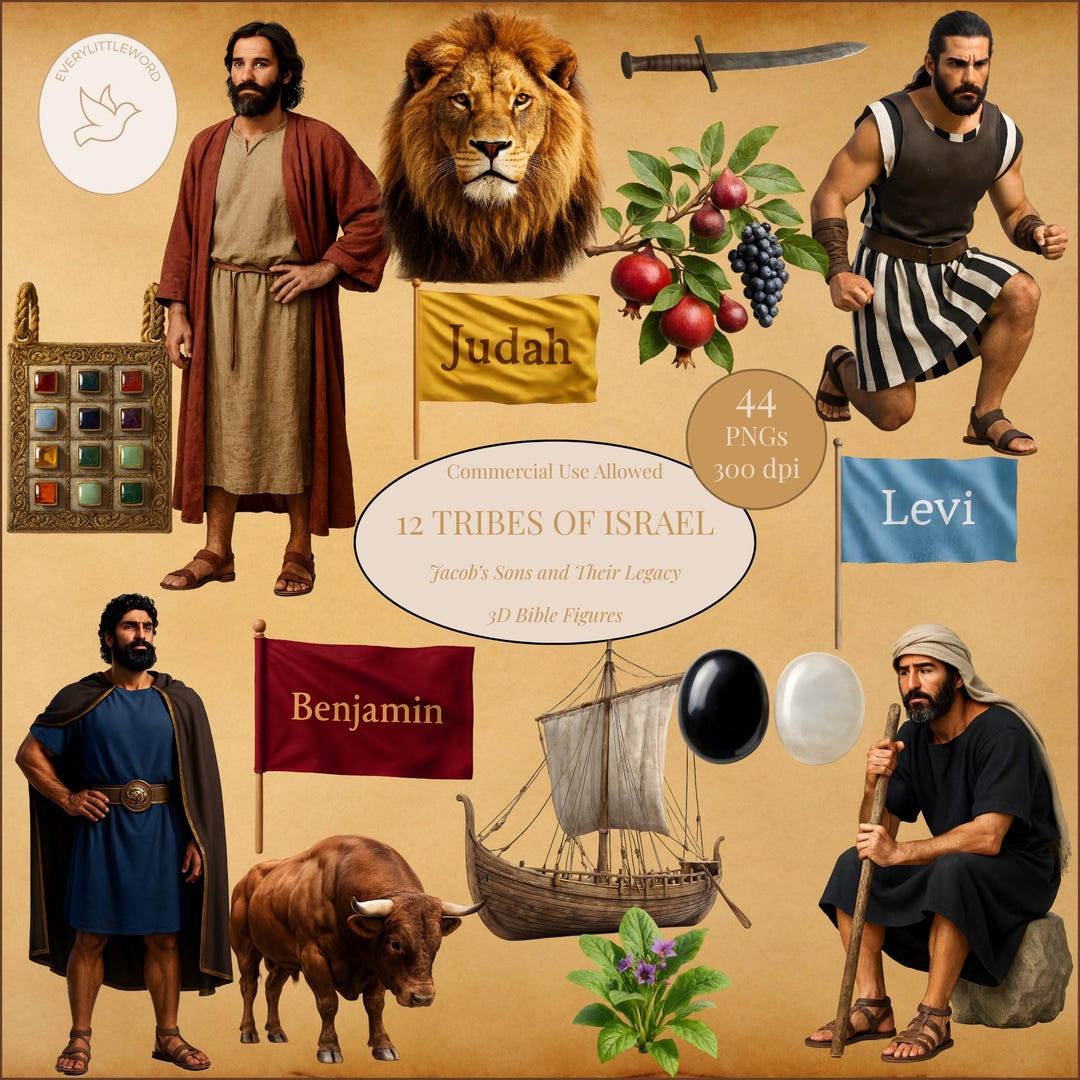 12 Tribes of Israel Clipart, Old Testament PNG, Bible Characters ...