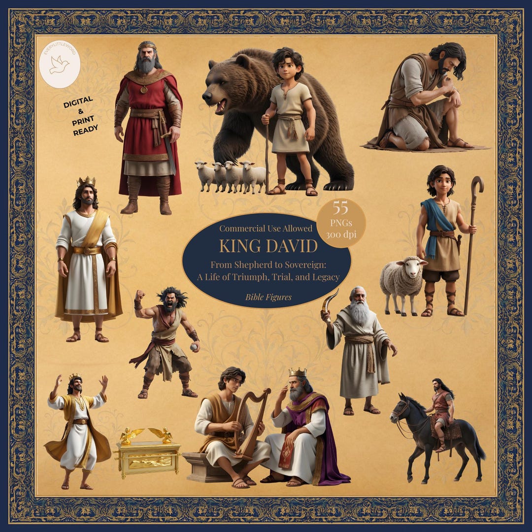King David Bible Clipart Bundle – Old Testament Characters | Bible ...