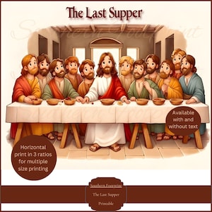 Cartoon-style the Last Supper Wall Art | Christian Nursery Decor, Bible ...