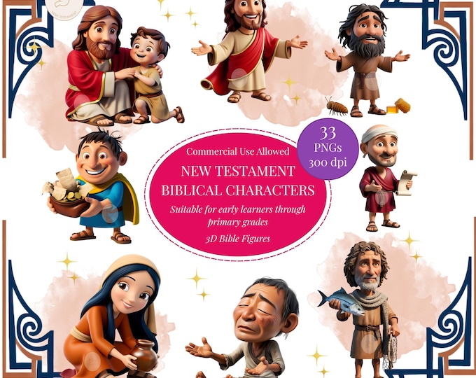 Biblical Characters Clipart Bundle, Bible Stories, Biblical People ...