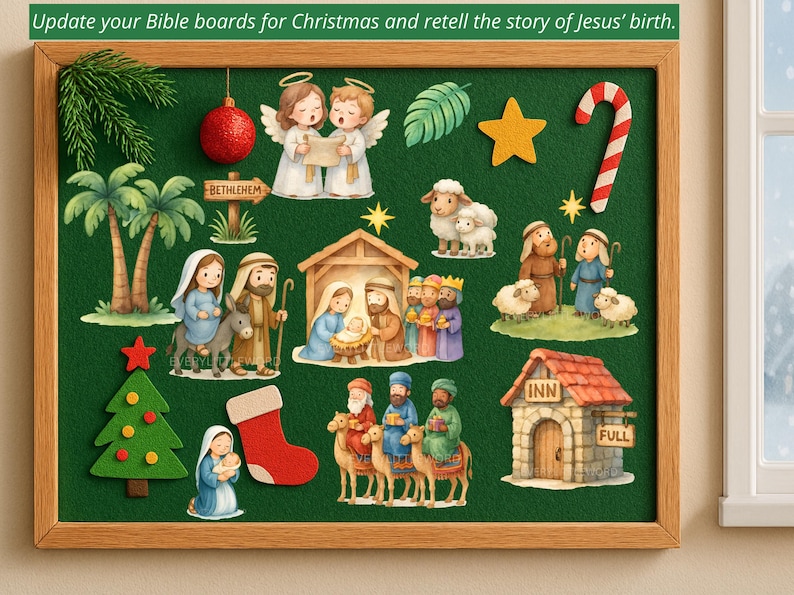 Birth of Jesus Clipart Bundle, Nativity Clip Art, Bible Characters PNG ...