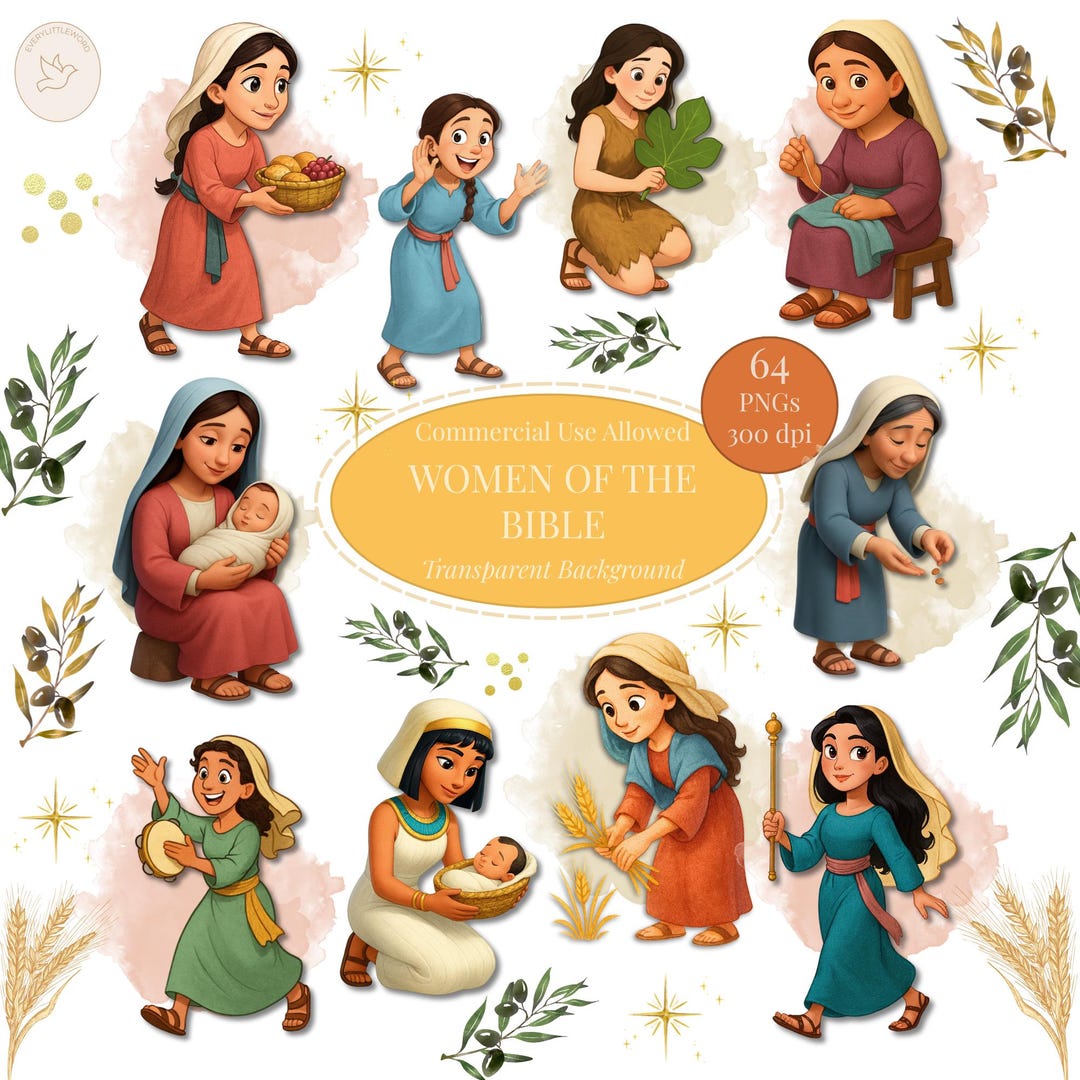 Women of the Bible Clipart Bundle, Bible People PNG, New & Old ...