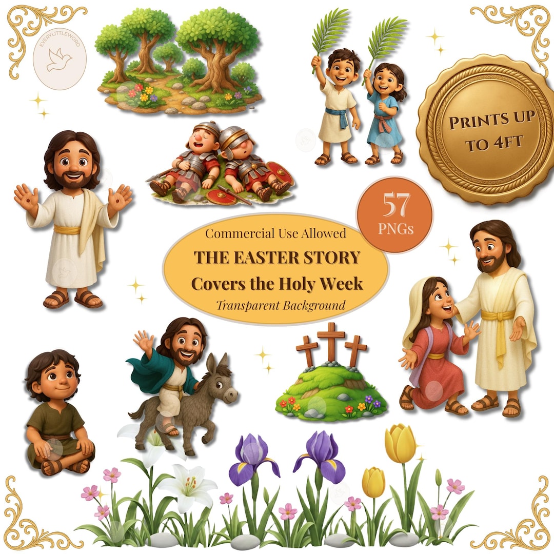 57 Easter Story Clip Art, Crucifixion & Bible Story Graphics, Holy Week ...