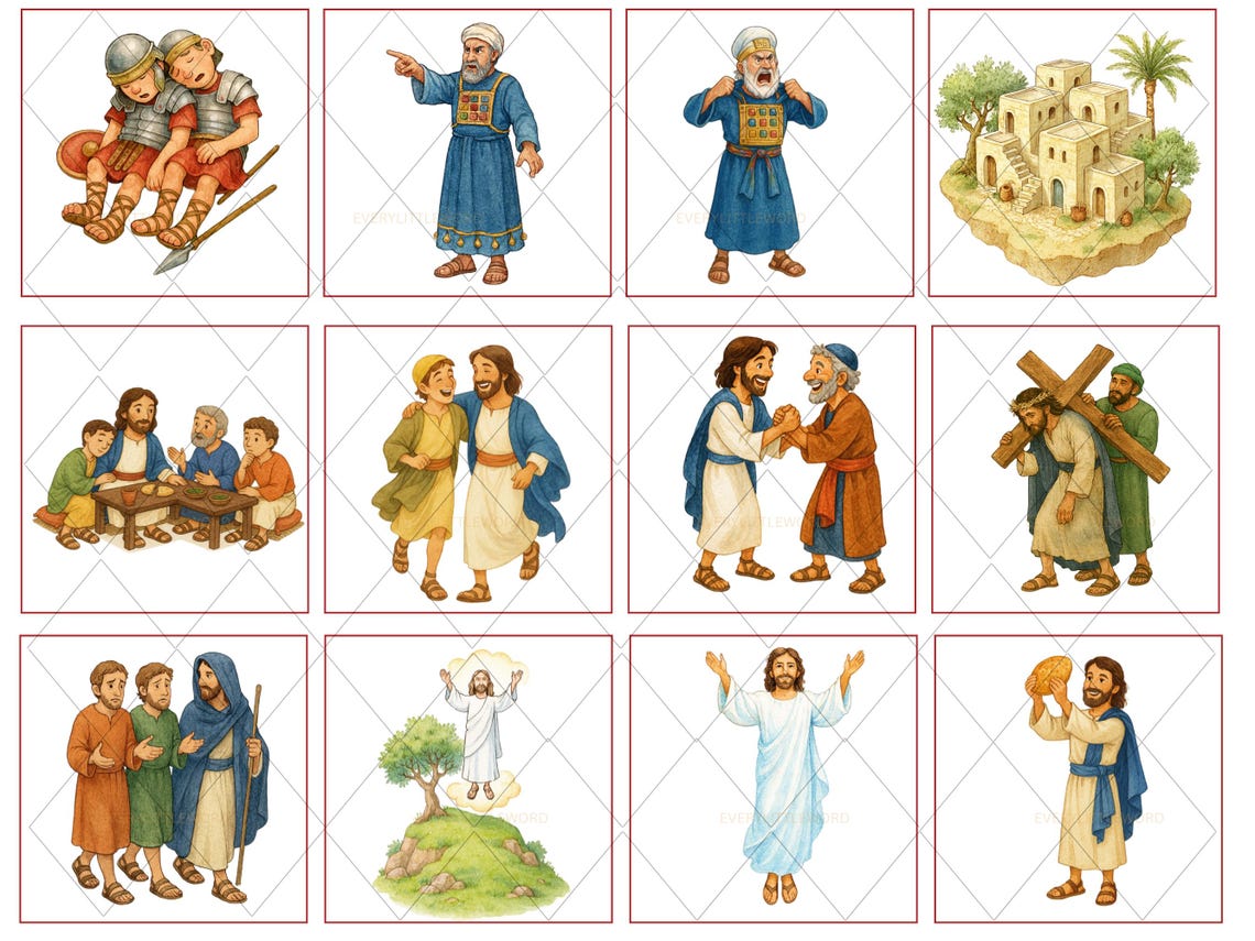 Easter Story Clipart Bundle, the Holy Week PNG, Watercolor Bible ...