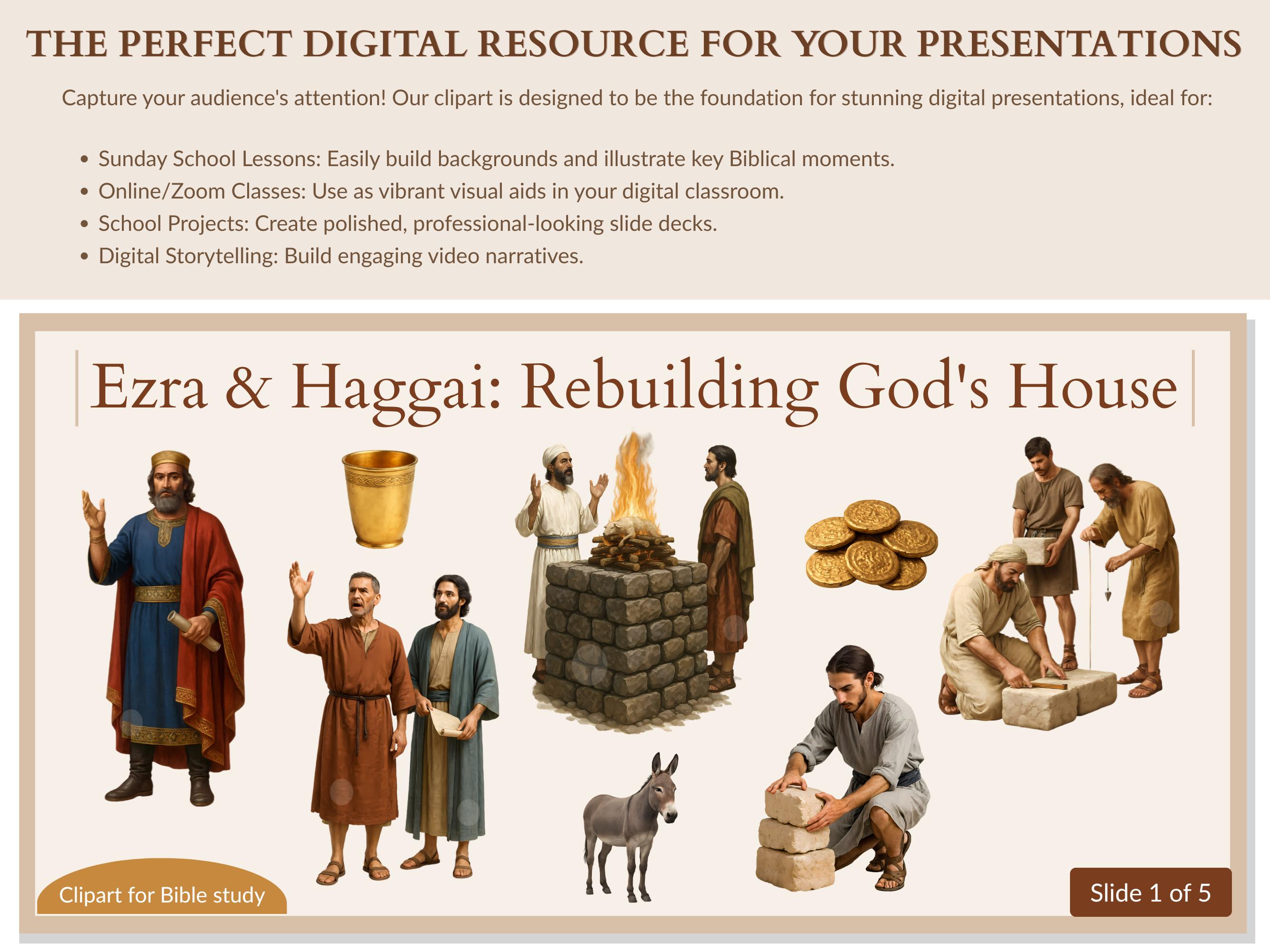 Ezra & Haggai Clipart Set | Rebuilding the Temple, Old Testament Bible ...