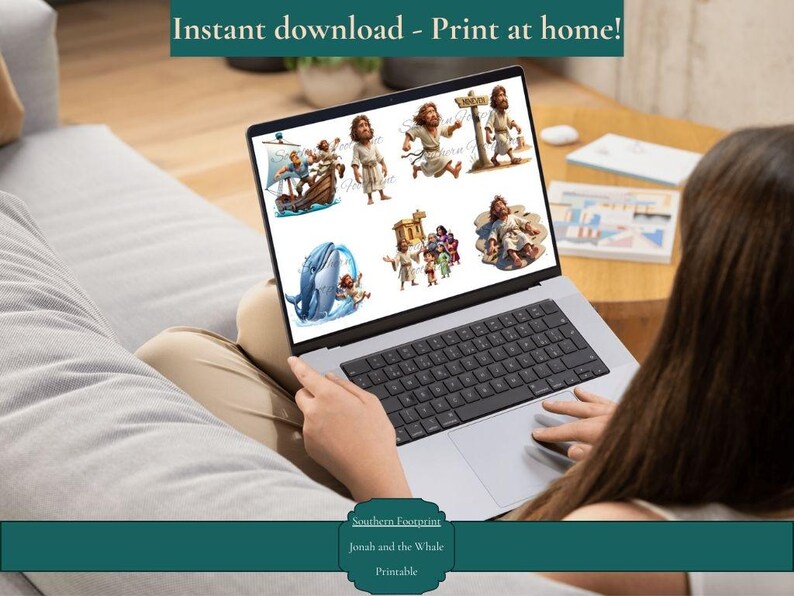 Jonah and the Whale Children's Clipart Bundle, Digital Download, Bible ...