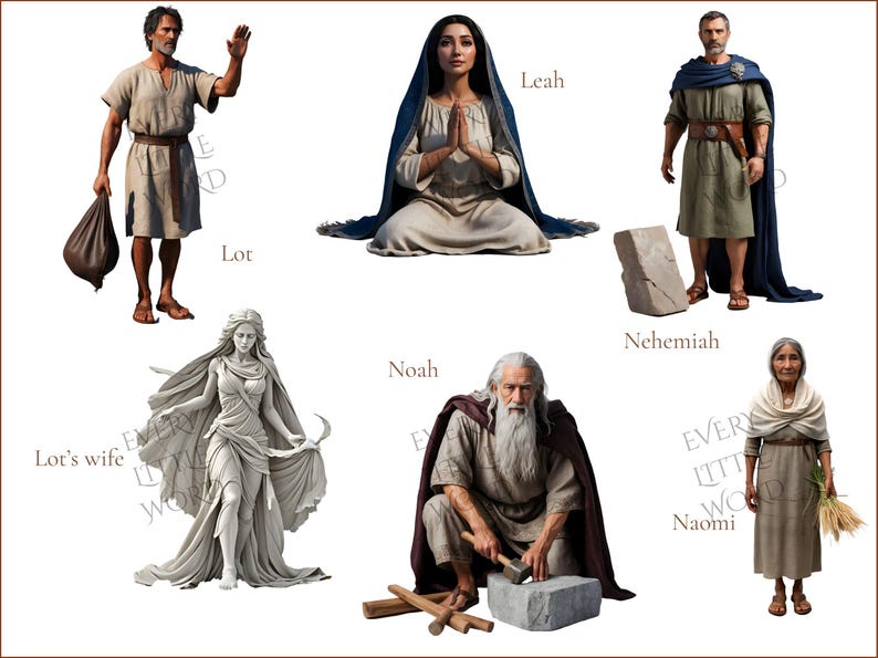 Biblical Characters Clipart Bundle, Bible Stories, Biblical People ...